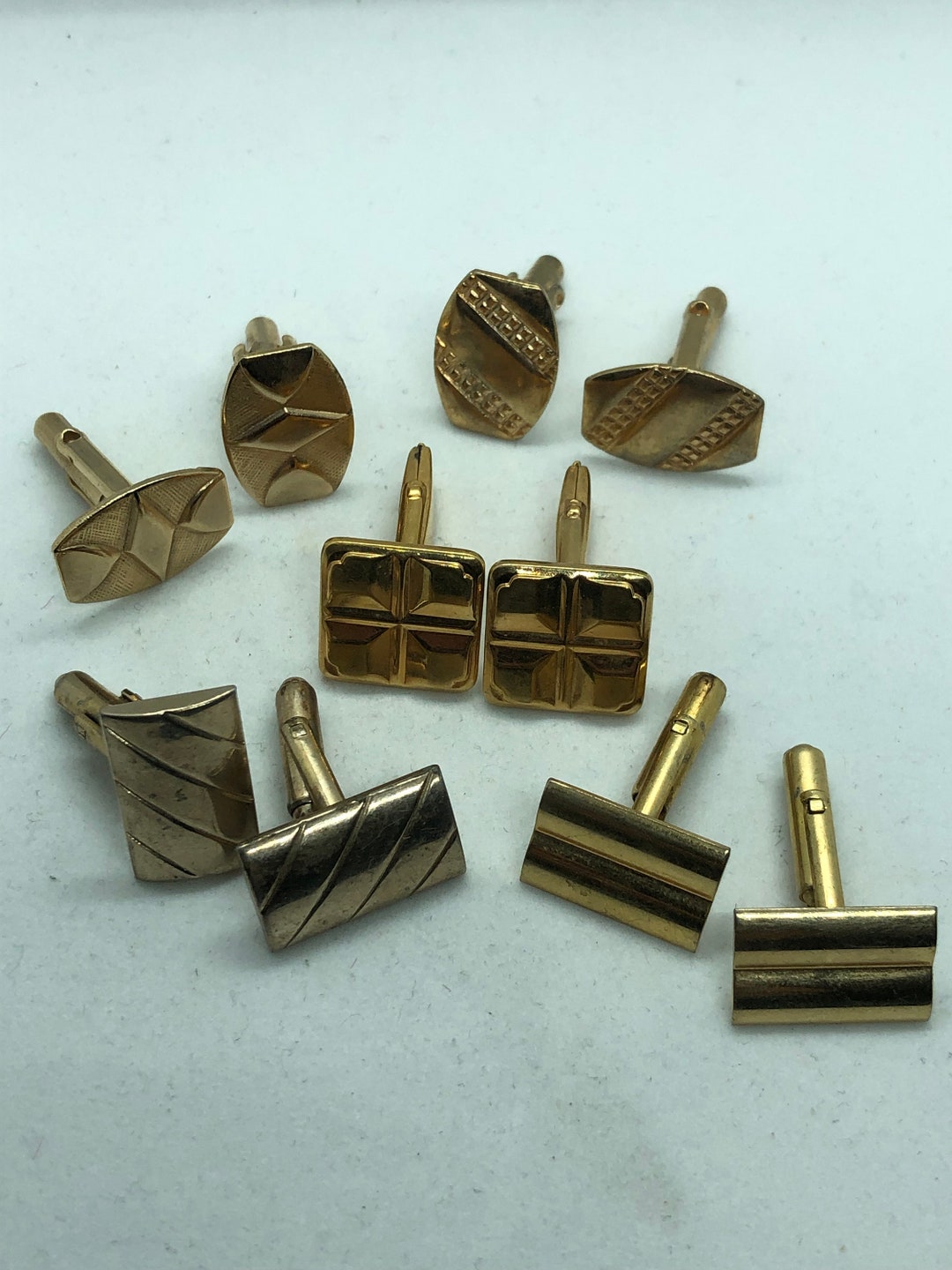 Lot of 5 Vintage Gold Tone Cufflink Sets No Hallmarks - Varied Styles ...