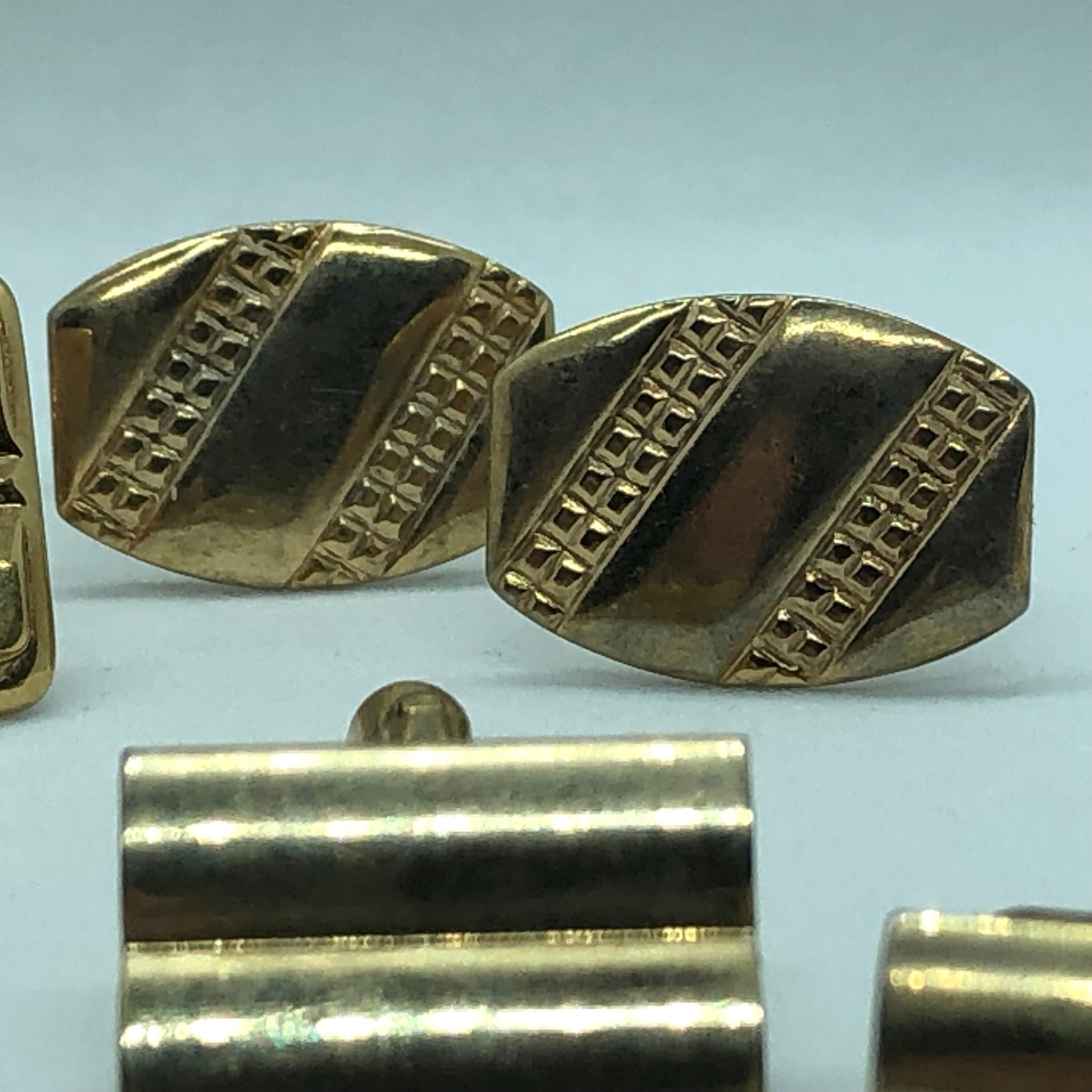Lot of 5 Vintage Gold Tone Cufflink Sets No Hallmarks - Varied Styles ...