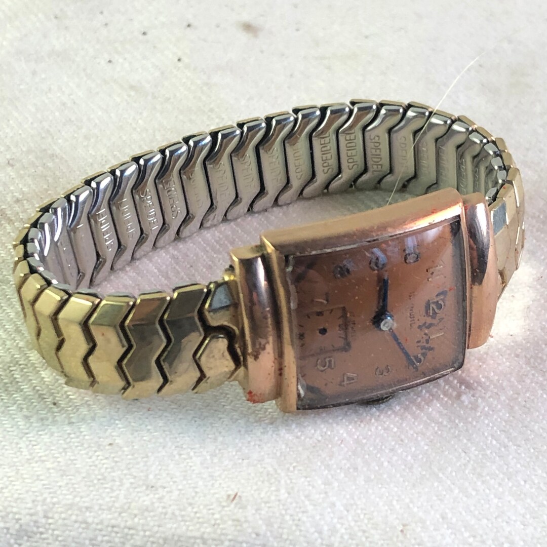 Munwill Antique Mens Wrist Watch 10K Gold Upper Sterling Back Swiss 17 ...