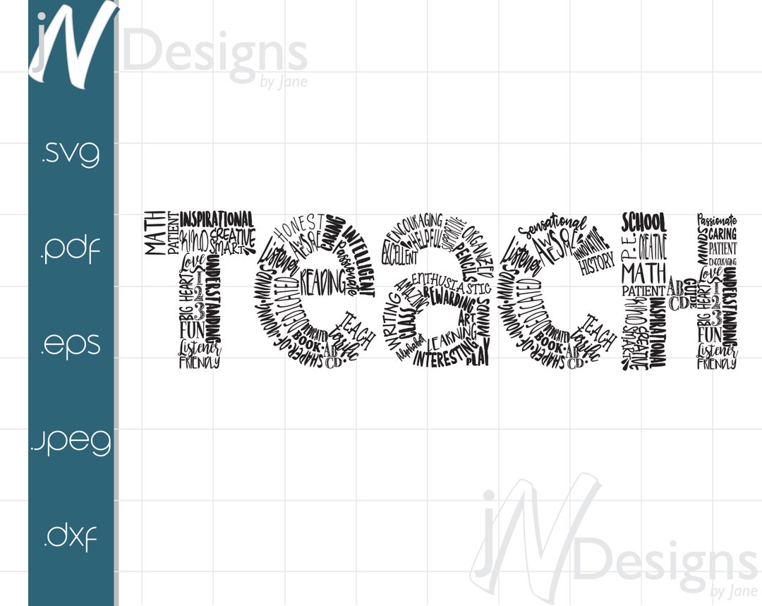 TEACH SVG. Teacher SVG. Teacher Vector Art. - Etsy