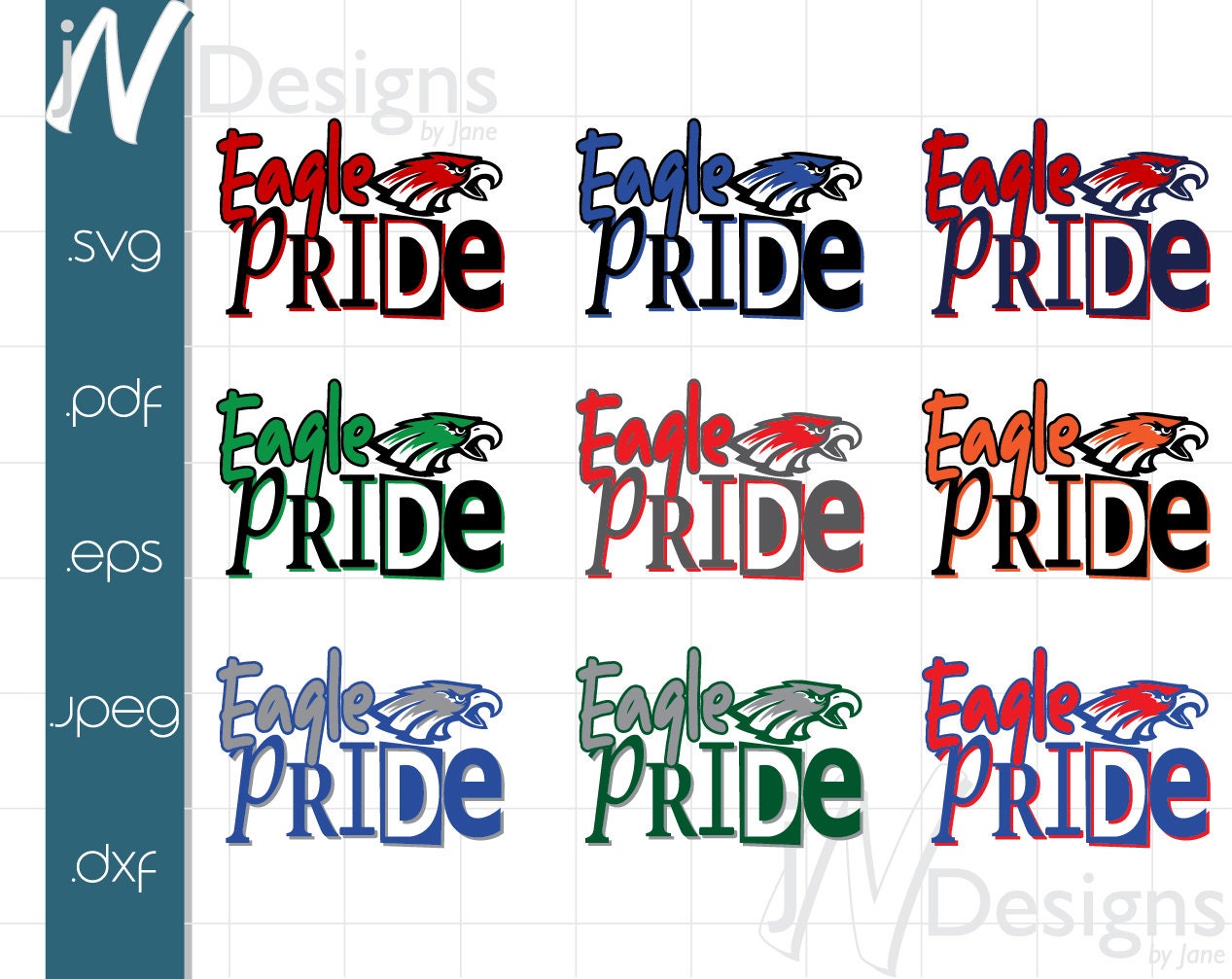 Eagle Pride Mascot Bundle SVG. Eagle Pride Vector File Bundle. Eagle ...