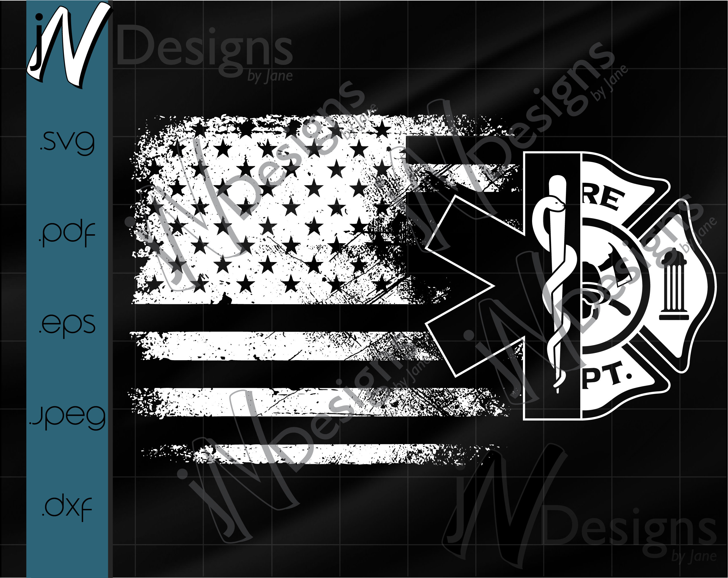 American Flag Fire & Rescue SVG. Paramedic EPS. First Responder SVG ...