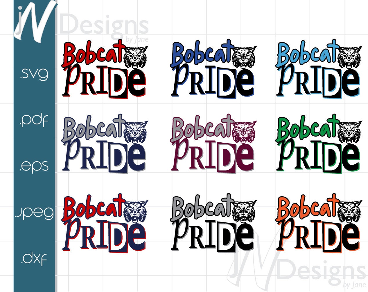 Bobcat Pride Mascot Bundle SVG. Bobcat Pride Vector File Bundle. Bobcat ...