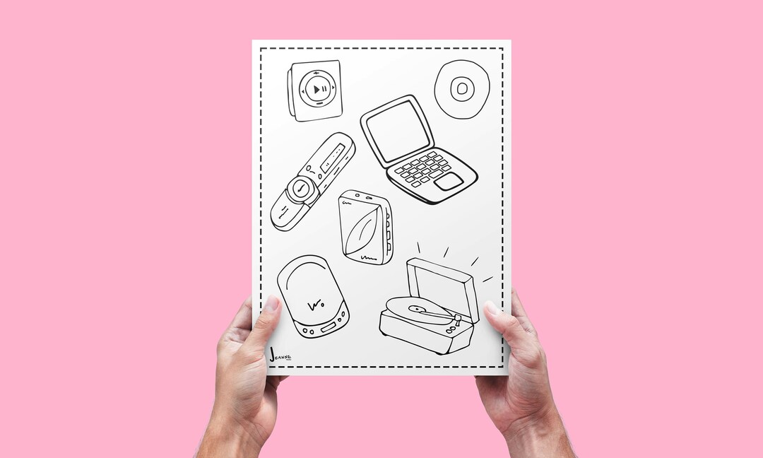 Music Player Coloring Page DIGITAL Print, Adult Coloring Page, Patterns ...