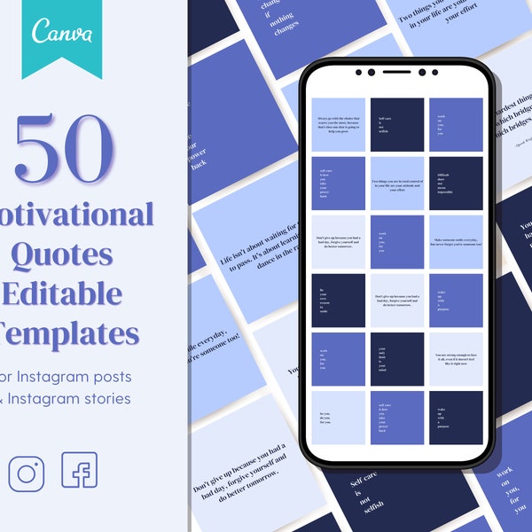 Blue Instagram Template - Etsy