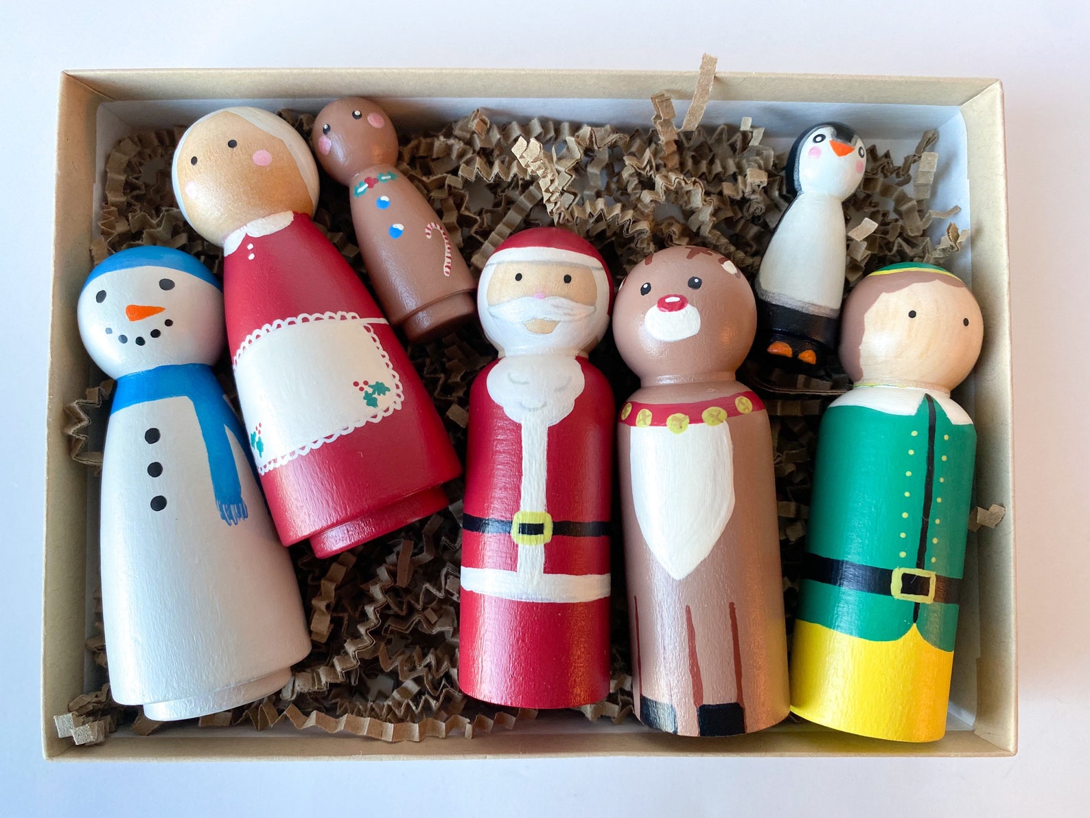 Christmas Peg Doll Set-santa Peg Doll Set-holiday Peg Doll | Etsy