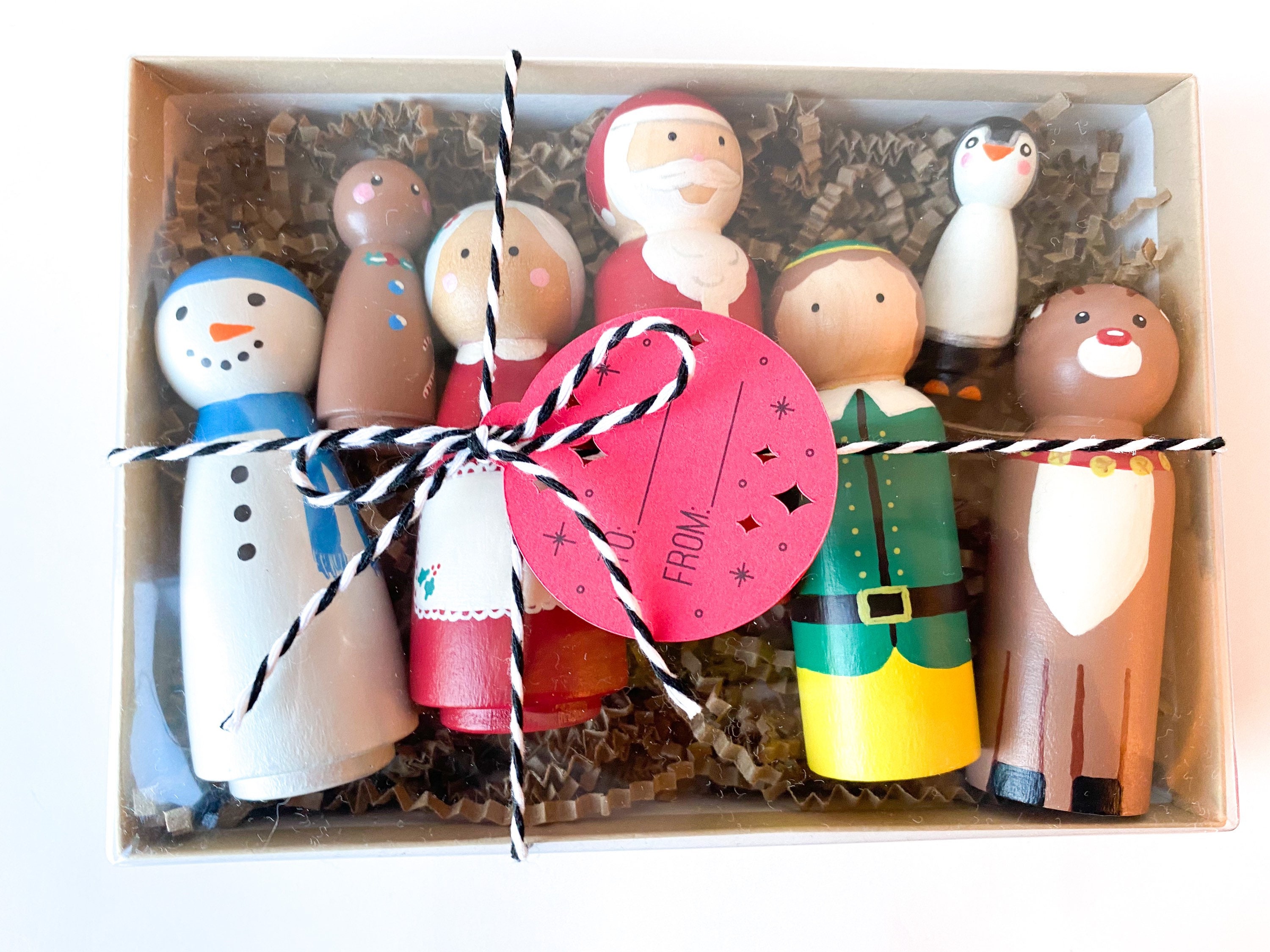 Christmas Peg Doll Set-santa Peg Doll Set-holiday Peg Doll | Etsy