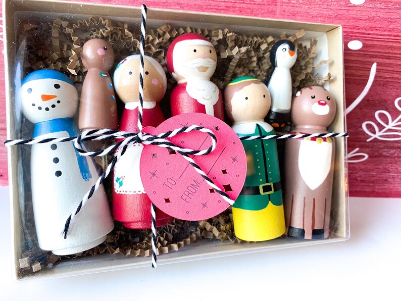 Christmas Peg Doll Set-santa Peg Doll Set-holiday Peg Doll | Etsy