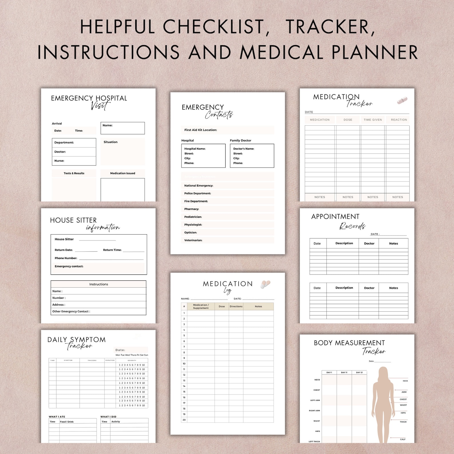 Medical Planner Printable | Health Care Planner Binder | Wellness ...