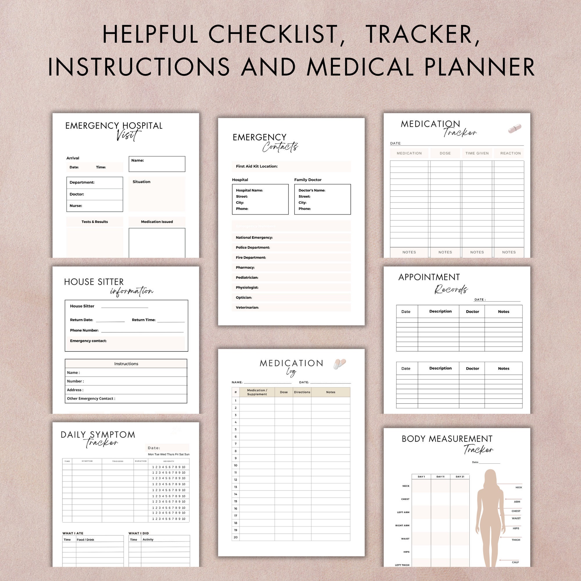 Medical Planner Printable | Health Care Planner Binder | Wellness ...