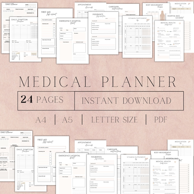Medical Planner Printable | Health Care Planner Binder | Wellness ...