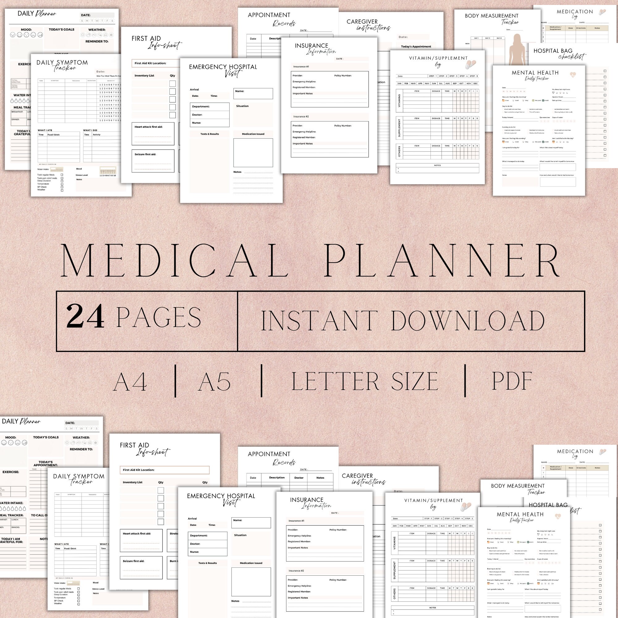 Medical Planner Printable | Health Care Planner Binder | Wellness ...