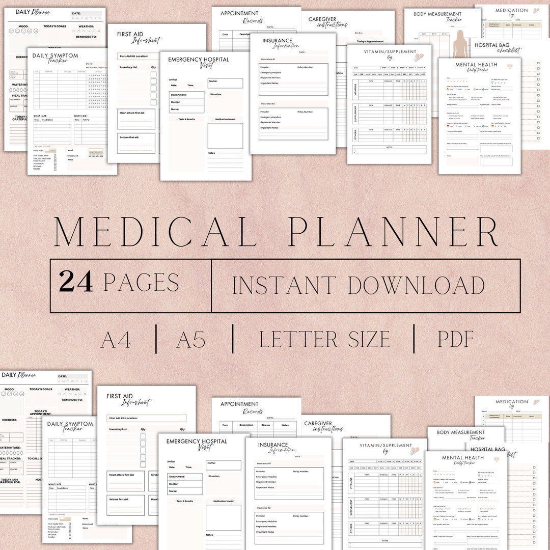 Medical Planner Printable | Health Care Planner Binder | Wellness ...