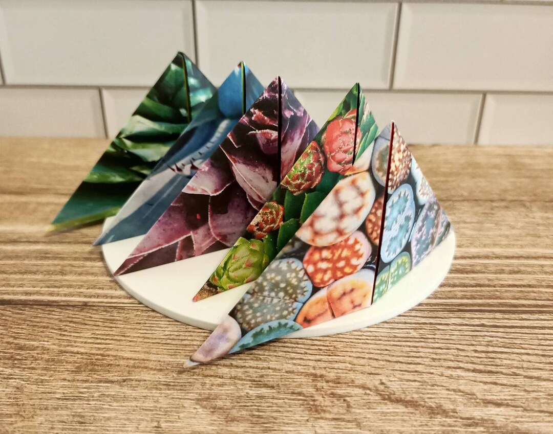 5 Handfolded Origami Corner Bookmarks. Succulent Print Corner Bookmark ...