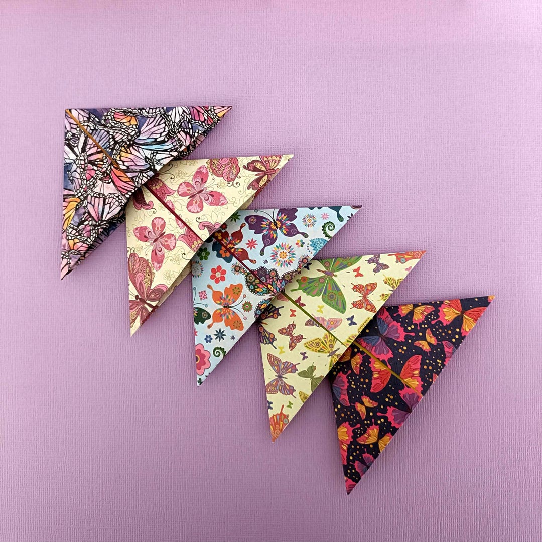 Set of 5 Handfolded Origami Corner Bookmarks. Bookworm Gifts. Recipe ...