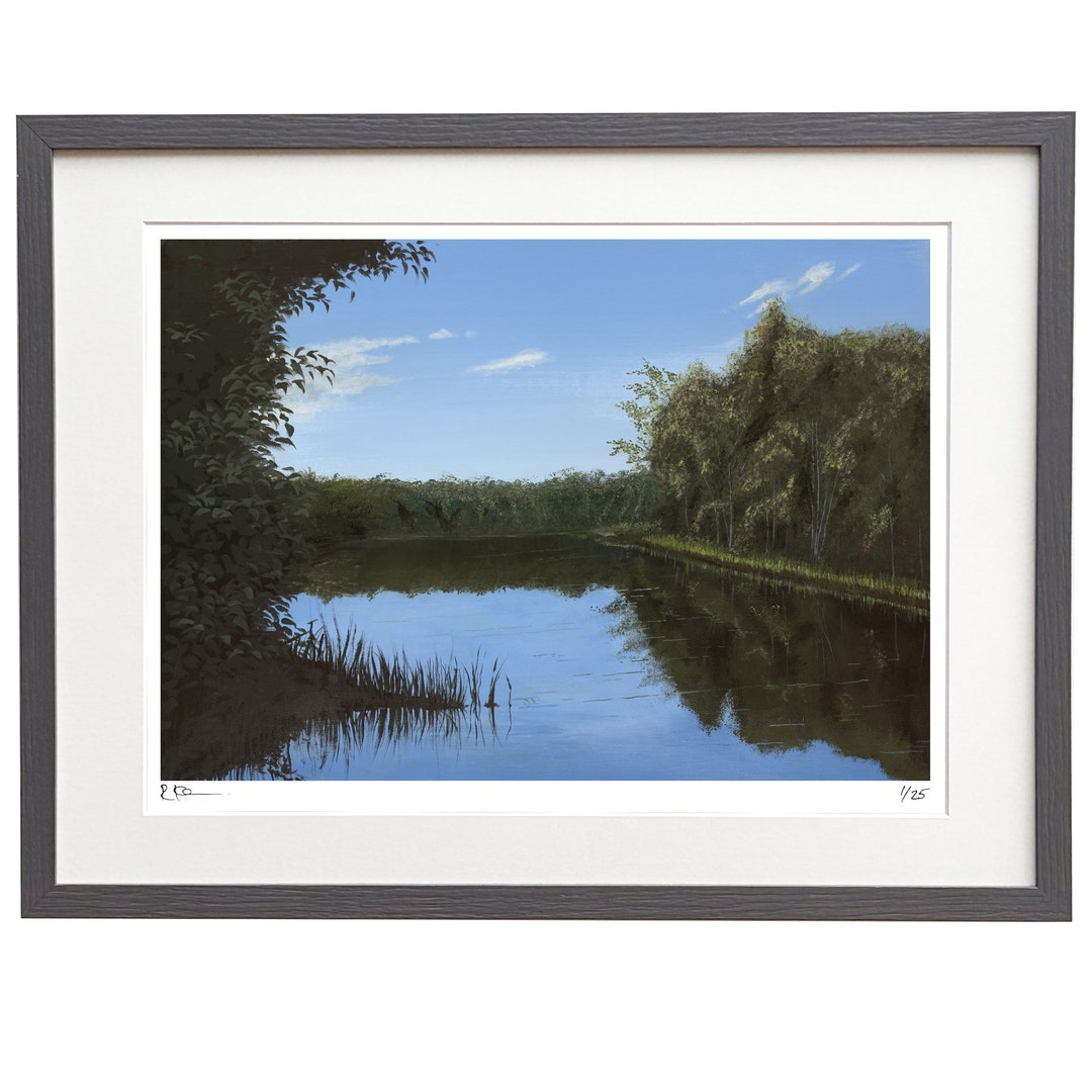 Framed Wimbledon Common Landscape Print, Limited Edition London Lake ...