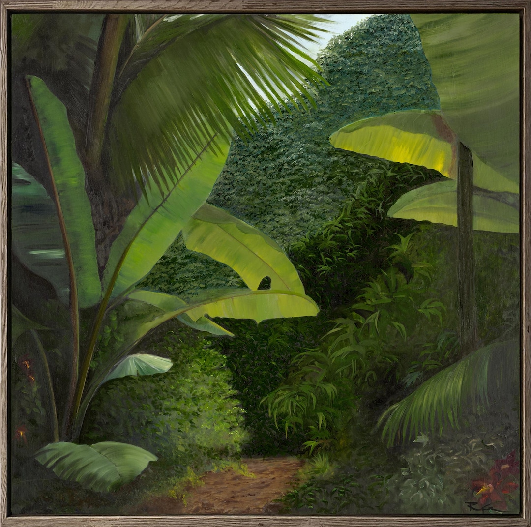 Original Rainforest Oil Painting, Tropical Jungle Wall Art, Peaceful ...