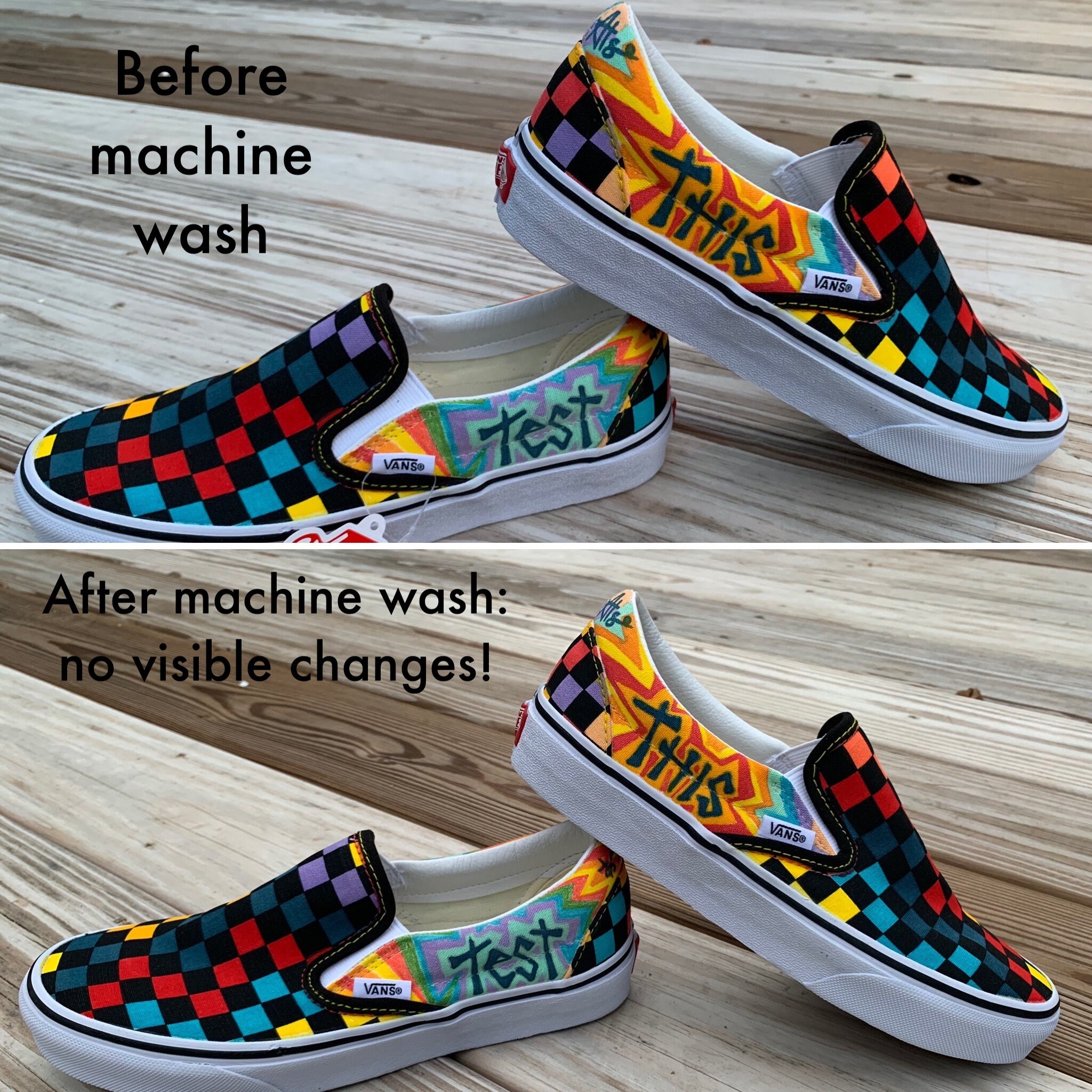 Custom Vans "this is a Test" Colorful Sneakers - Etsy
