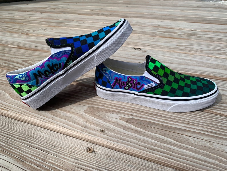 Custom Vans "make Music Play Loud" Colorful Sneakers - Etsy