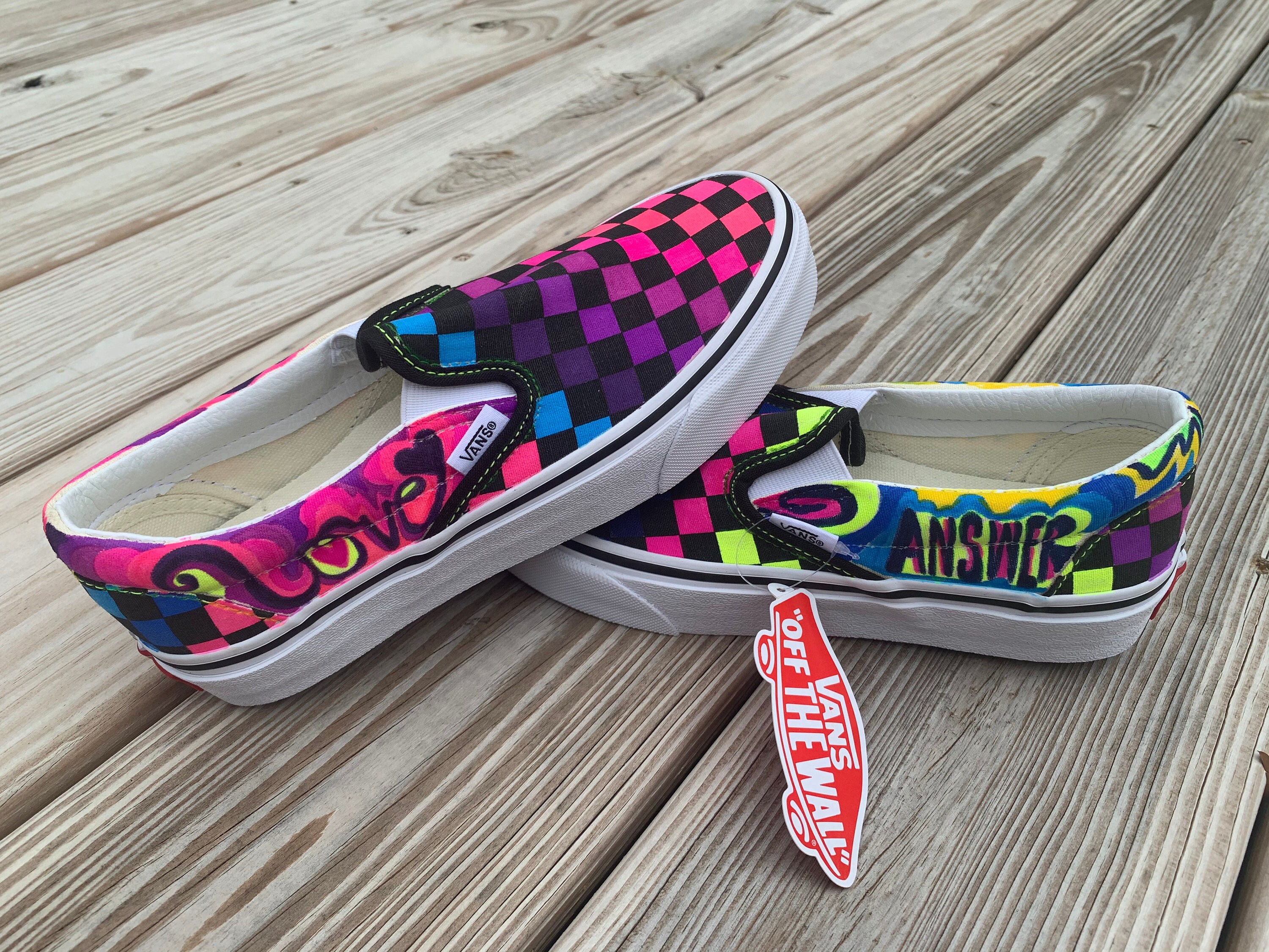Custom Vans "love is the Answer" Colorful Sneakers - Etsy