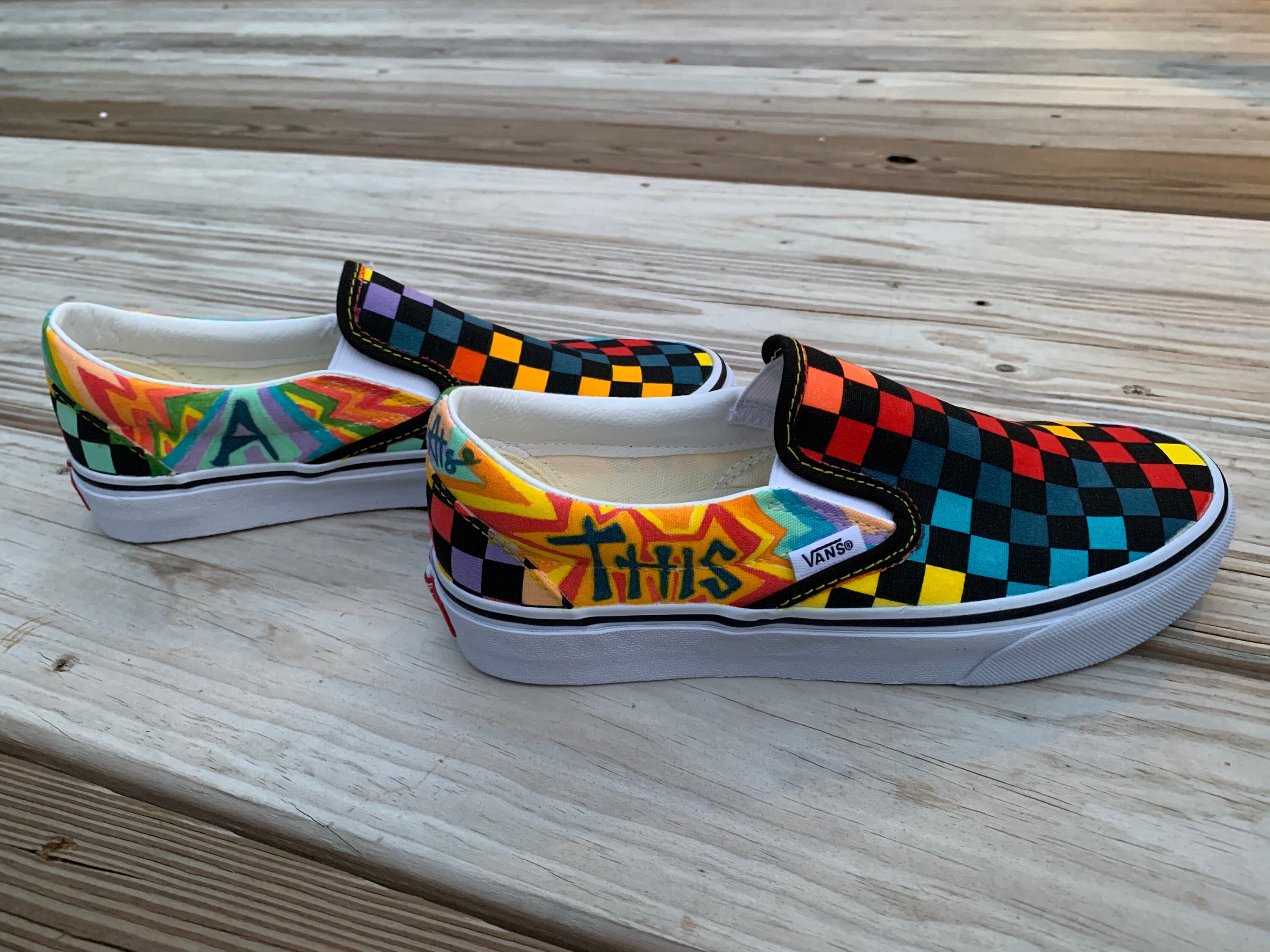 Custom Vans "this is a Test" Colorful Sneakers - Etsy