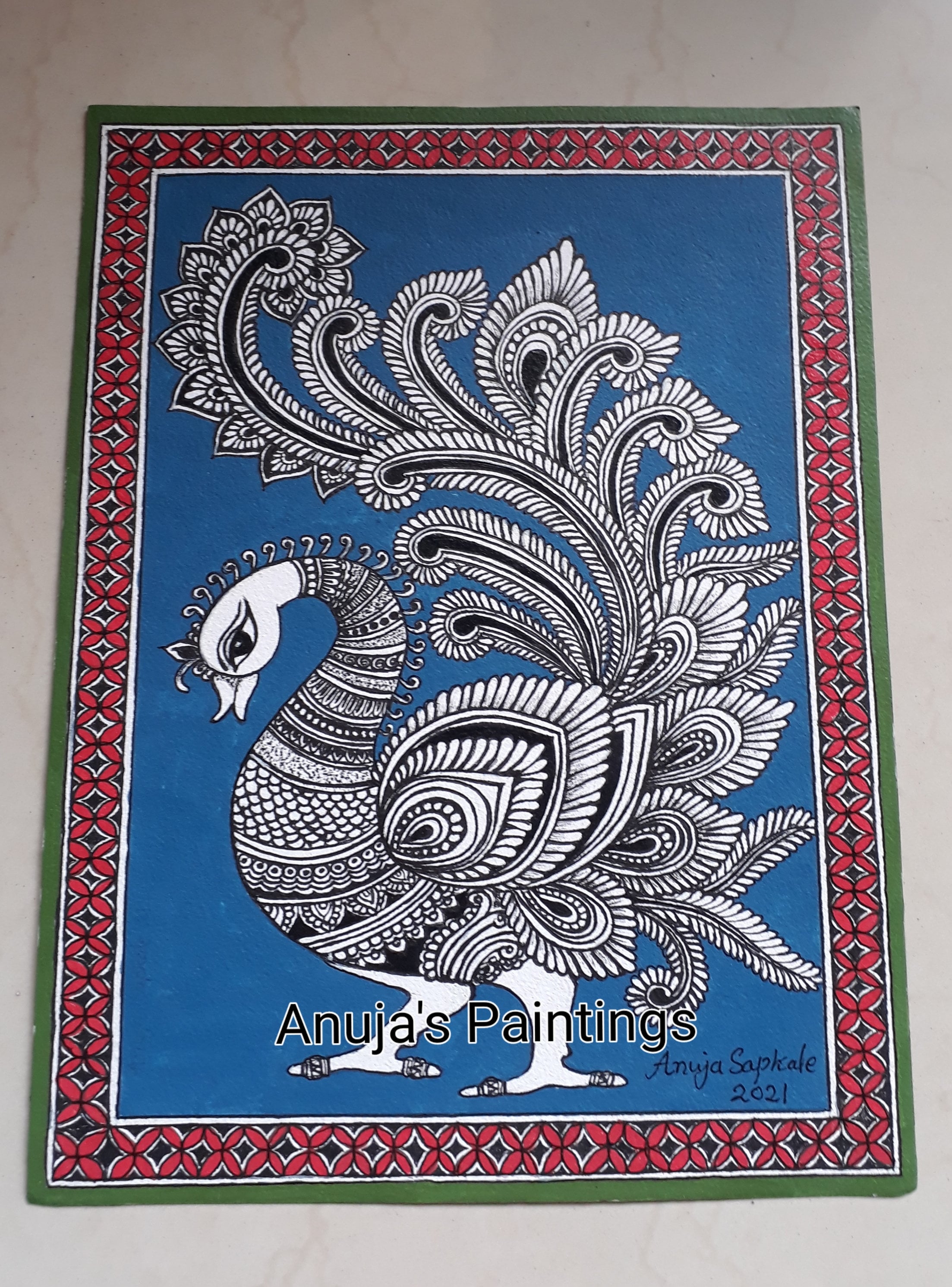 Peacocks in Kalamkari Style,100% Original, Handpainted. - Etsy