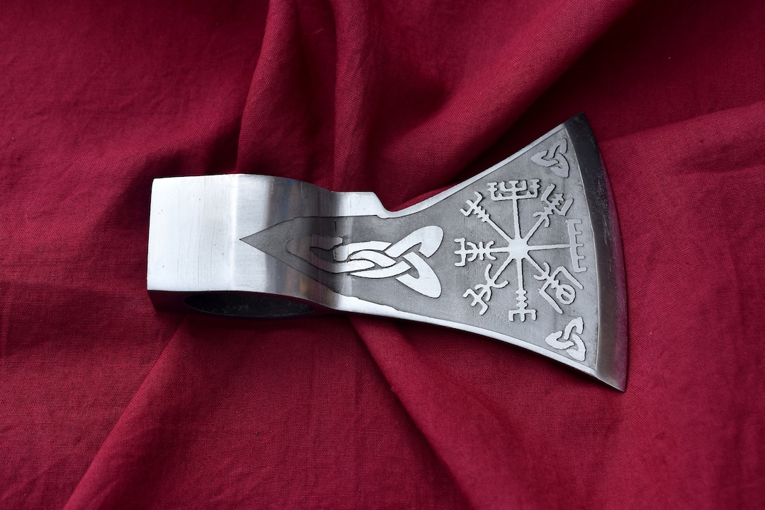Hand Forged Viking Medieval Etching Outdoor Camping Axe Head. Best Gift ...