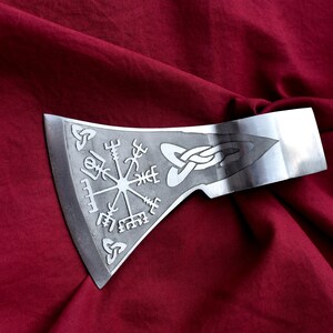 Hand Forged Viking Medieval Etching Outdoor Camping Axe Head. Best Gift ...