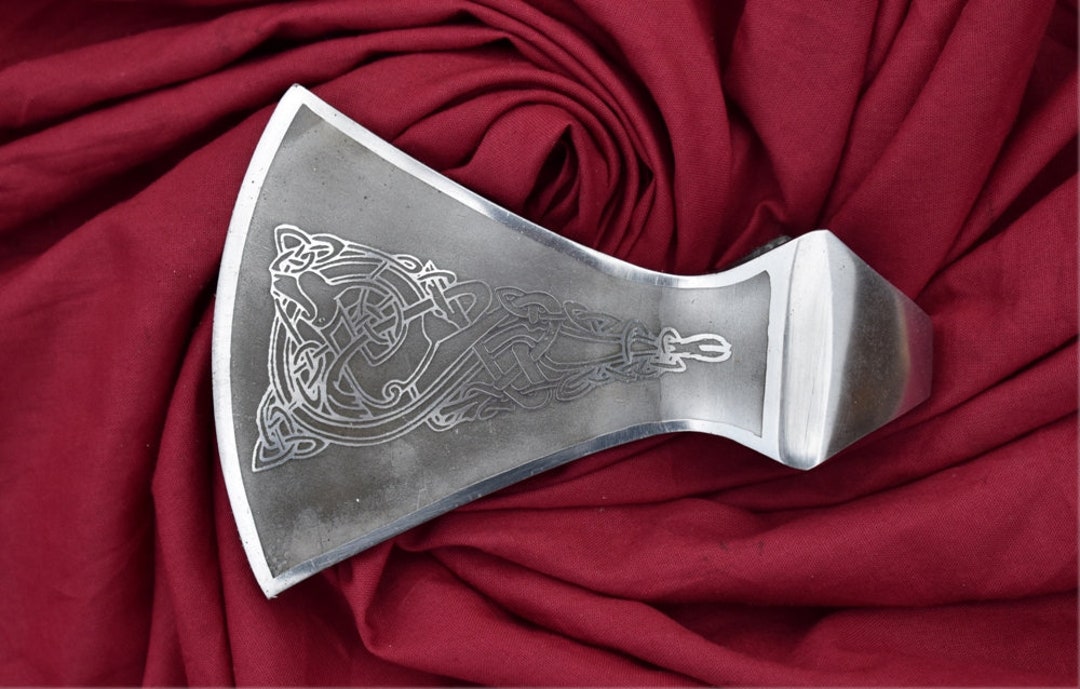 Viking Hand-forged Engraved Axe Head — Decorative Medieval Etched ...