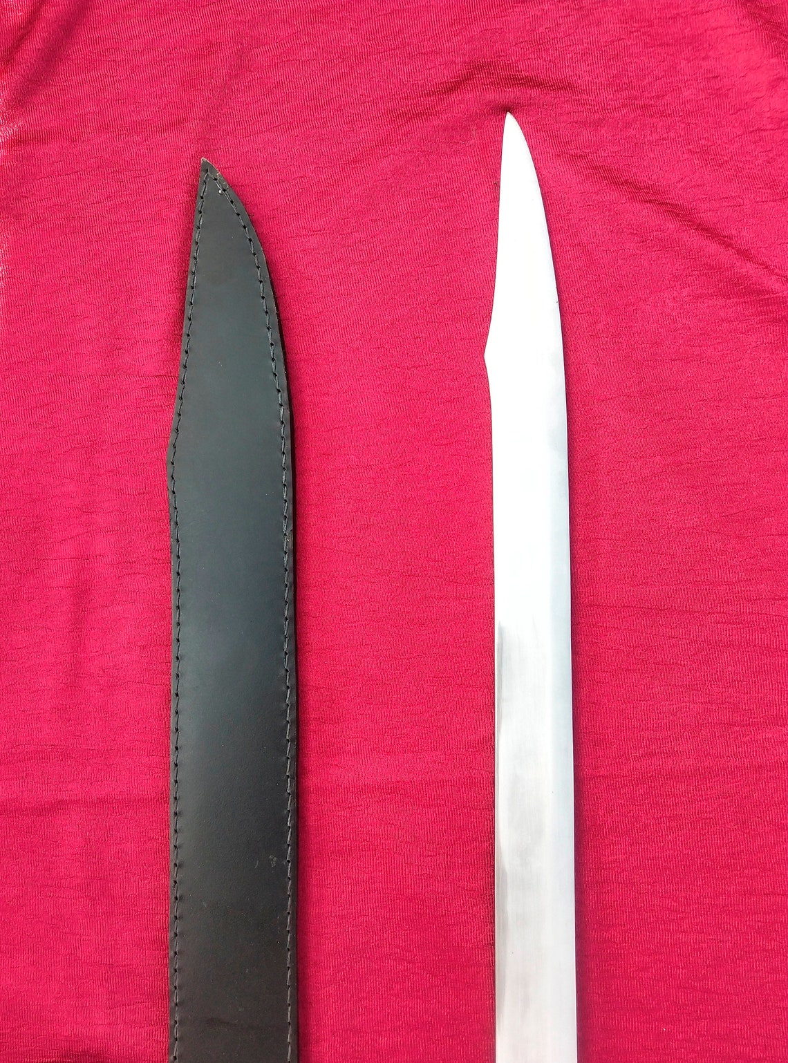 Decorative HMB Falchion Sword Replica — Leather Scabbard, S-shaped ...