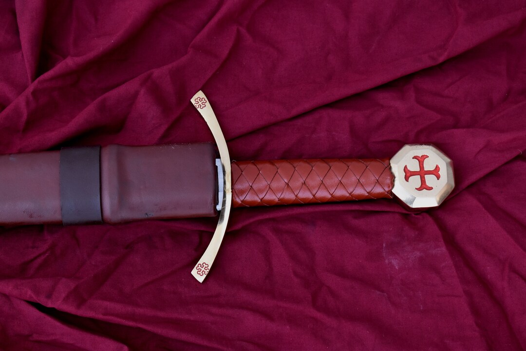 Knights Templar Medieval Sword With Leather Scabbard - Etsy