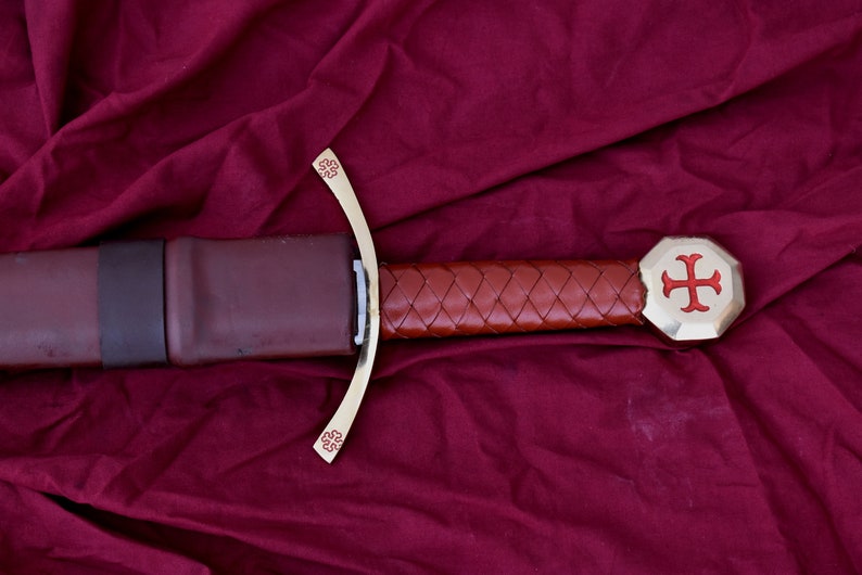 Knights Templar Medieval Sword With Leather Scabbard - Etsy