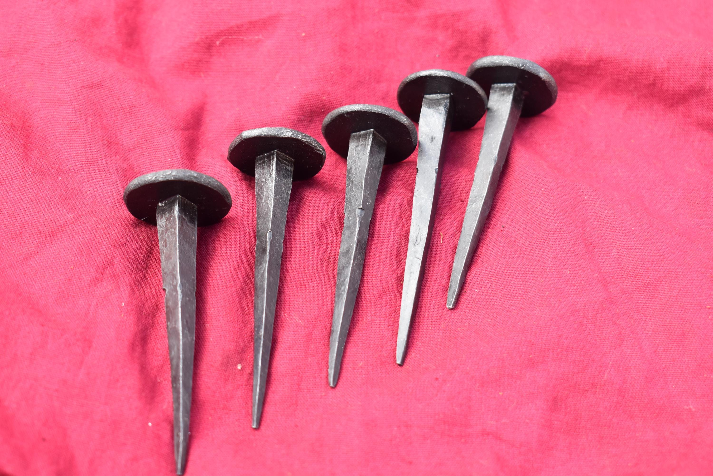 Pack of 5 Large Hand-forged Medieval Iron Nails — Viking Age ...