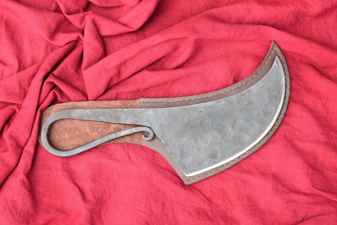 Hand Forged Medieval Kitchen Large Knife With Leather Cover. Best Gift ...
