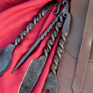 Medieval Hand-forged Cutlery Set With Leather Pouch - Etsy