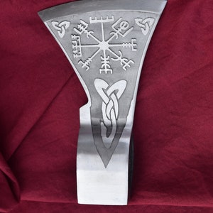 Hand Forged Viking Medieval Etching Outdoor Camping Axe Head. Best Gift ...