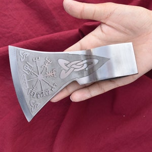 Hand Forged Viking Medieval Etching Outdoor Camping Axe Head. Best Gift ...