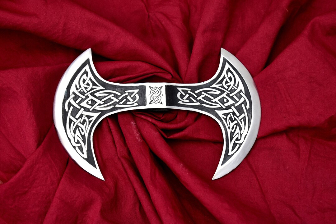 Viking Hand Forged Etching Double Edged Viking Throwing Axe Head ...