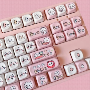 131keys Funny Cartoon Emoji Keycap Set, Pink Emoji Keycaps, MOA Profile ...