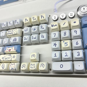 145keys Cute Cat Keycap Set, Blue Keycaps, MOC Profile Keycaps, PBT ...