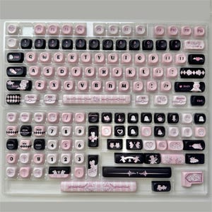 137keys Y2K Black Pink Keycap Set, Gothic Keycaps, Cherry /MOA Profile ...