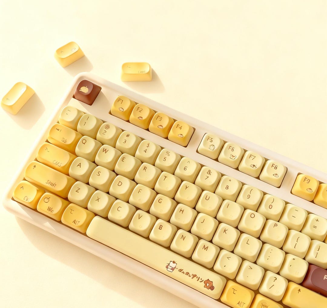 128 Keys Yellow Dog Keycaps Set, Yellow Keycaps, Cherry/moa/xda Keycaps ...