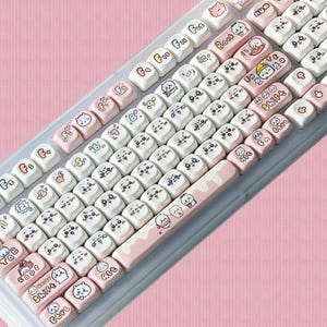 131keys Funny Cartoon Emoji Keycap Set, Pink Emoji Keycaps, MOA Profile ...