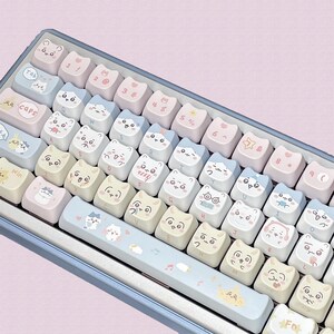 133keys Kawaii Cartoon Emoji Keycap Set, Pink Emoji Keycaps, MAO ...
