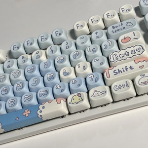 129keys Summer Ice Cream Keycap Set, Cute Blue Keycap Set, MOA Profile ...