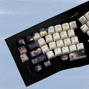 141 Keys Gothic Rose Keycap Set, Dark Rose Butterfly Keycaps, Cherry ...