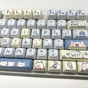 145keys Cute Cat Keycap Set, Blue Keycaps, MOC Profile Keycaps, PBT ...
