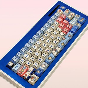 149 Keys Cute Bunny Keycap Set, Hand-drawn Blue Rabbit Keycaps, Cherry ...