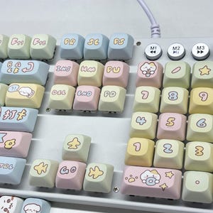 148keys Cute Hand-drawn Travel Keycap Set, Cartoon Keycaps, MOC Profile ...