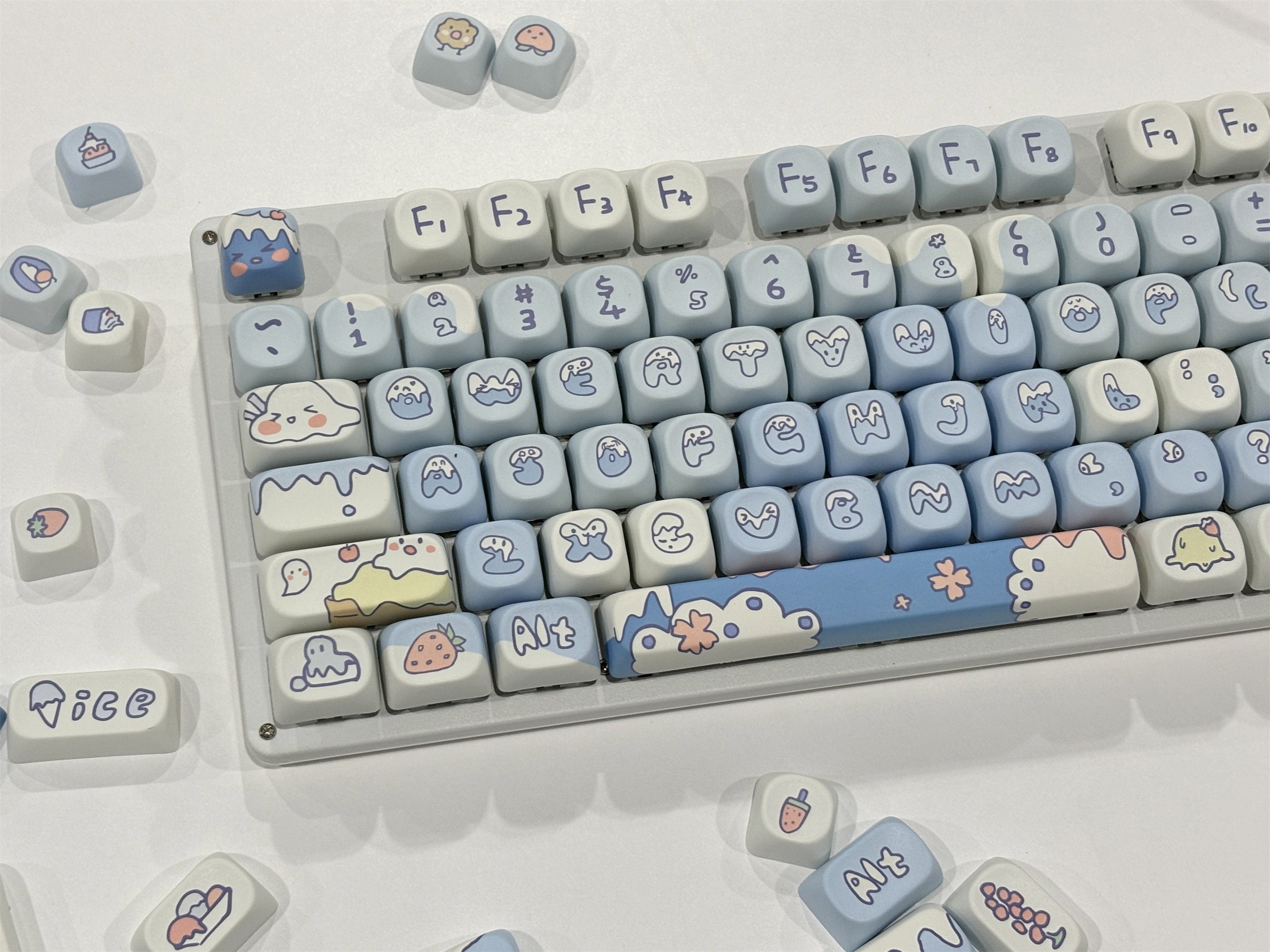 129keys Summer Ice Cream Keycap Set, Cute Blue Keycap Set, MOA Profile ...